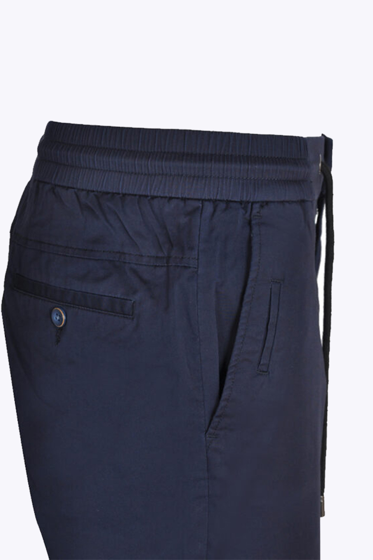 Plain Drawstring Chinos Short - Navy Blue - David Wej