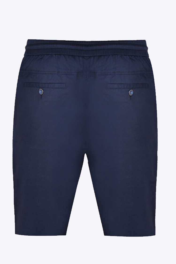 Plain Drawstring Chinos Short - Navy Blue - David Wej